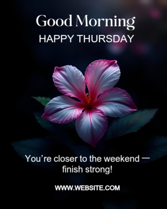 Black Floral Happy Thursday Instagram Portrait Template | PosterMyWall