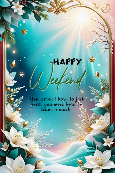 Black Floral Happy Weekend Banner 4' × 6' Template | PosterMyWall