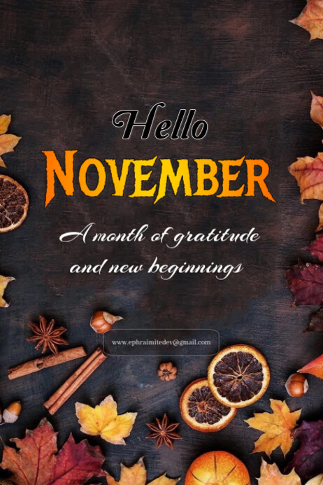 Copy of Black Floral Hello November Poster | PosterMyWall