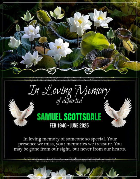 Black Floral In Loving Memory Poster/wallboard Template | PosterMyWall