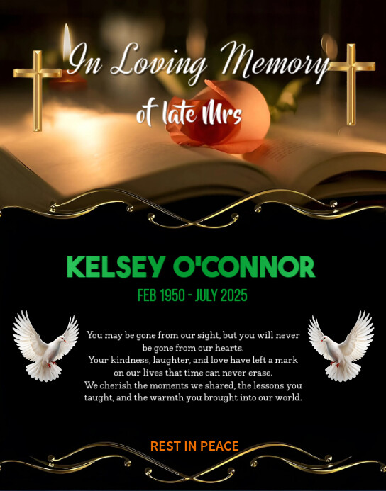 Black Floral In Loving Memory Poster/wallboard Template | PosterMyWall