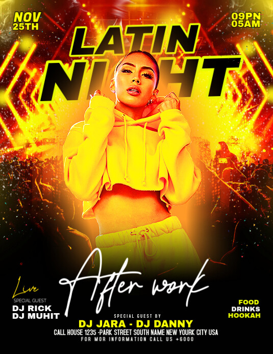 Copy of Black Floral Latin Light After Work Part Flyer (us Letter ...