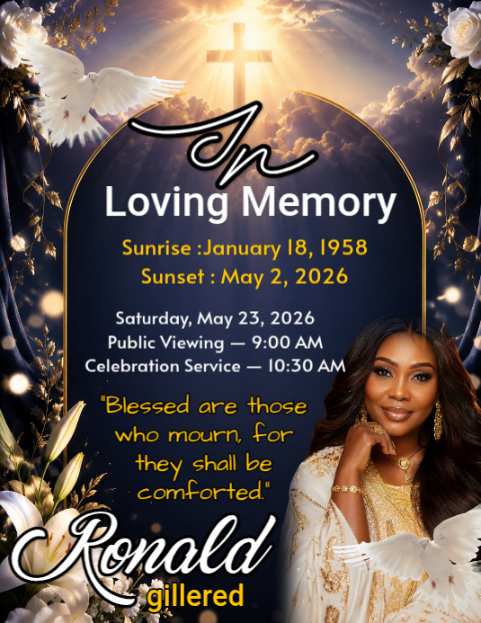 Black floral memorial service flyer Template | PosterMyWall