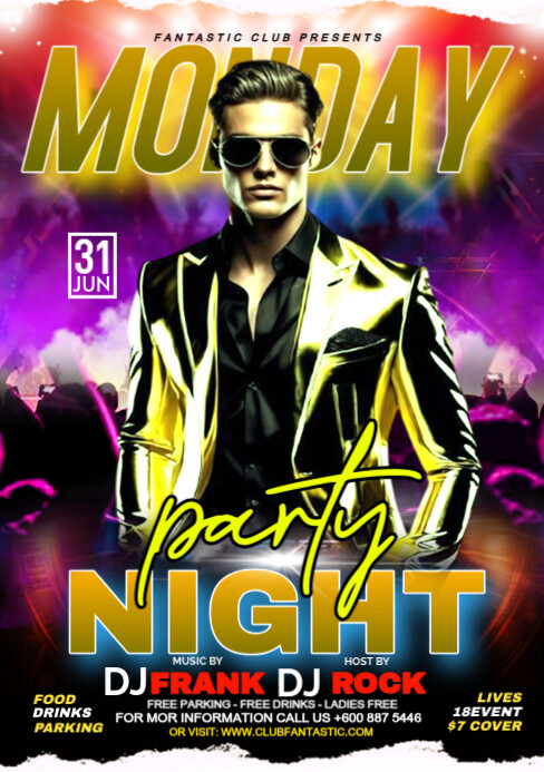 Copy of Black Floral Monday Night Party A5 | PosterMyWall