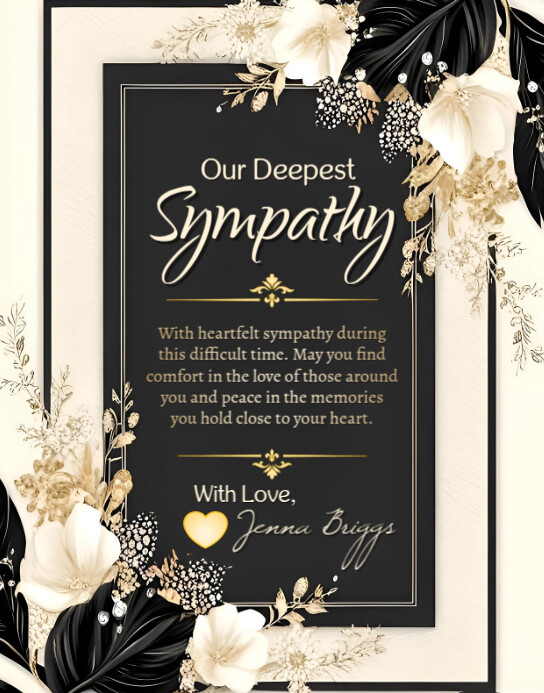 Black Floral Sympathy Message Poster/wallboard Template | PosterMyWall