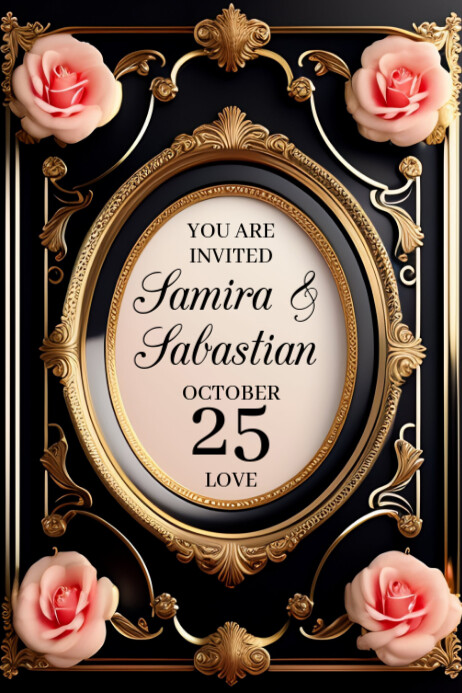 Copy of Black Floral Wedding Poster | PosterMyWall