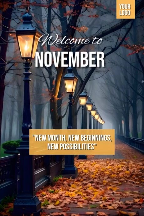 Plantilla de Black Floral Welcome To November Poster | PosterMyWall