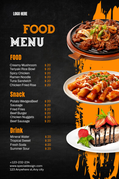 Copy of Black Food Menu Poster | PosterMyWall