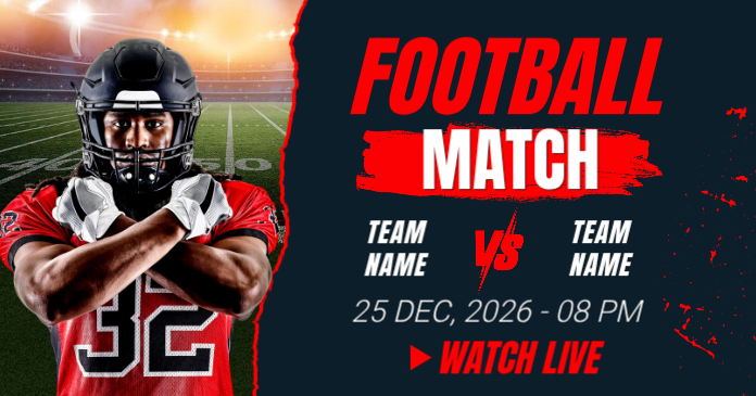 Copy of Black Football Match Facebook Shared Image | PosterMyWall