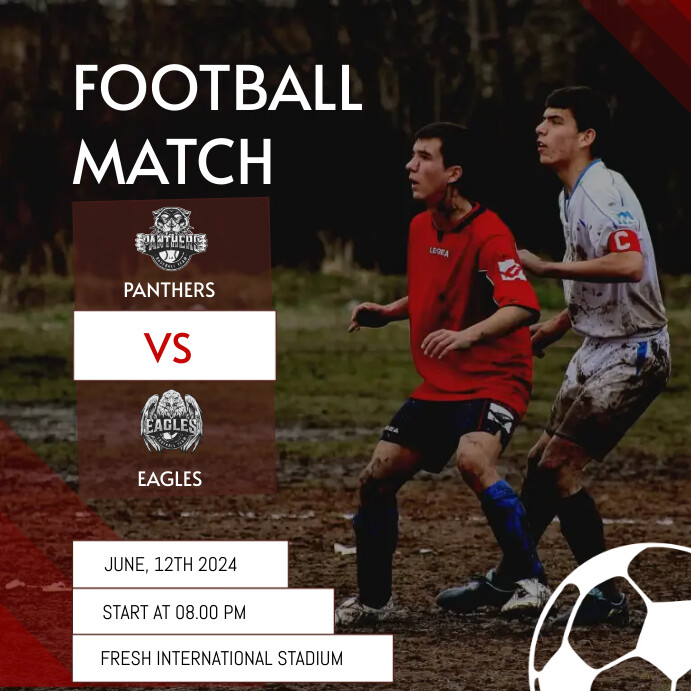 Black Football Match Instagram Post Template | PosterMyWall