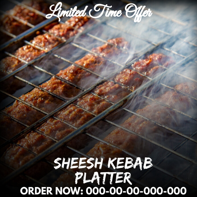Black Fresh And Hot Kabab Digital Display In Template | PosterMyWall