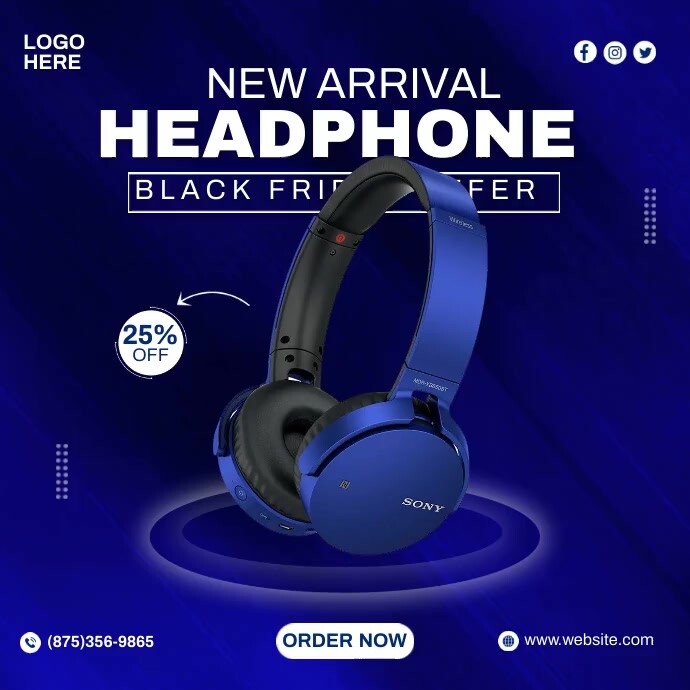 Black Friday Headphone Ads Template | PosterMyWall