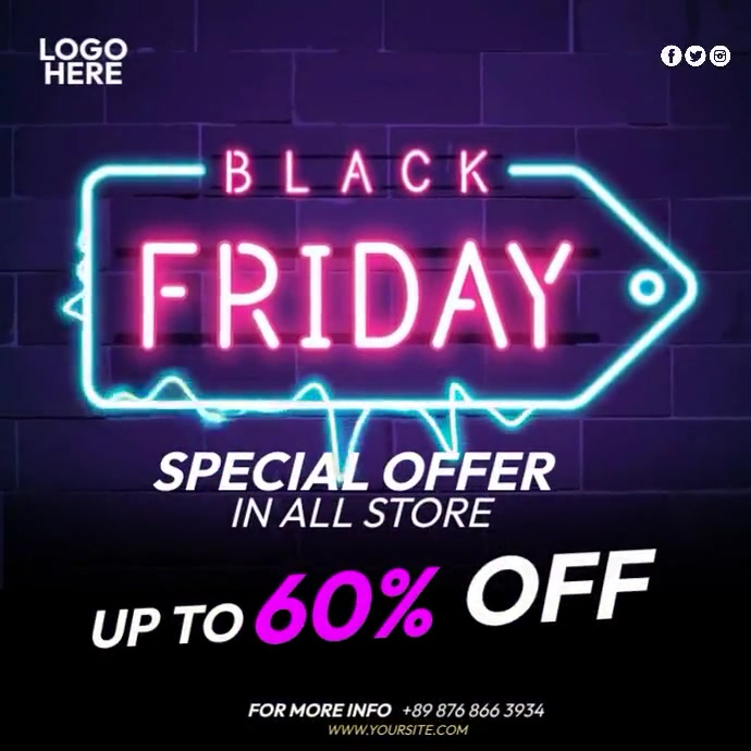 Black Friday Neon Tag Template | PosterMyWall