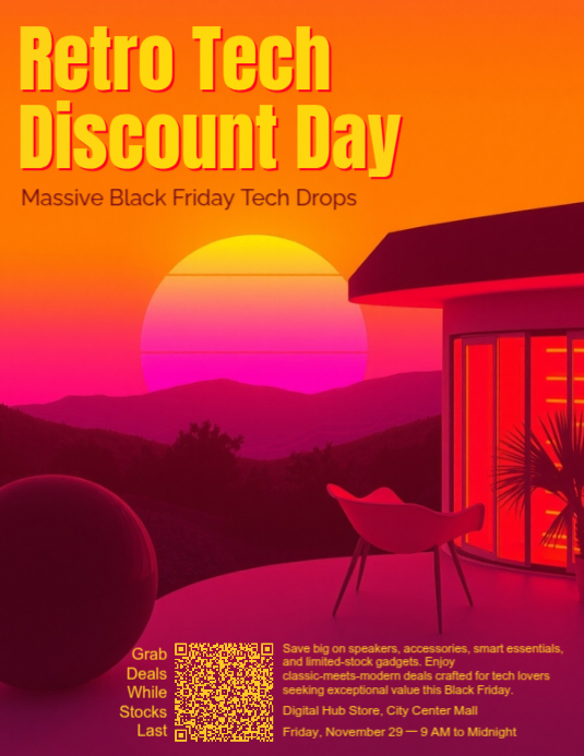 Plantilla de Black Friday Retro Tech Sale Flyer | PosterMyWall