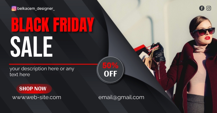 Black friday sale facebook cover banner Template | PosterMyWall