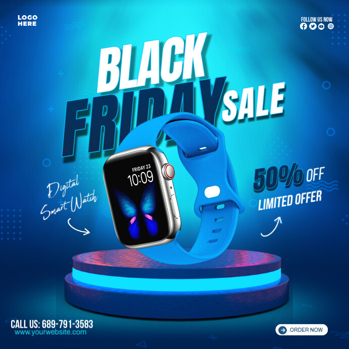 BLACK FRIDAY SMART WATCHES SALES FLYER POSTER Template | PosterMyWall