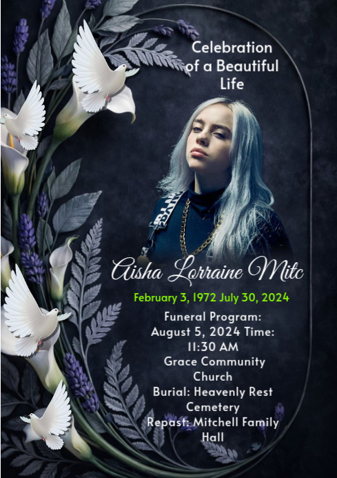 Black Funeral Program A4 Template | PosterMyWall