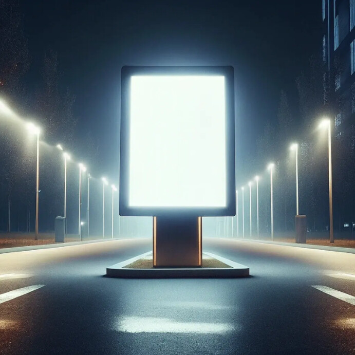 Copy of Black Futuristic Advertisement Billboard Mockup Night Scene ...