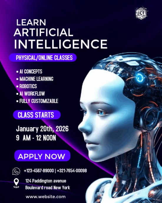 Black Futuristic Artificial Intelligence Course Class Flyer Instagram ...