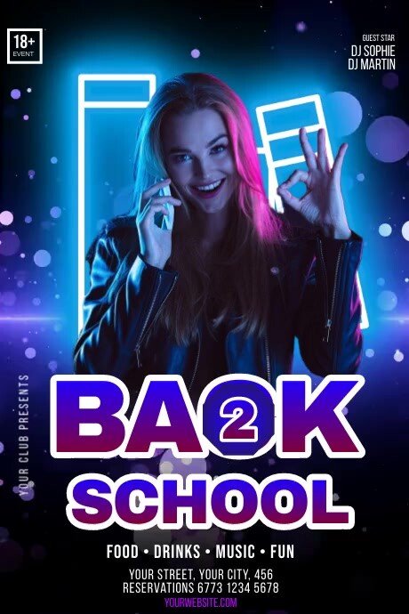 Black Futuristic Back To School Purple Poster Template | PosterMyWall