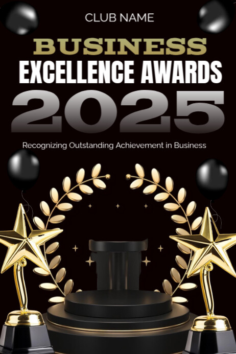 Black Futuristic Business Excellence Awards Poster Template | PosterMyWall