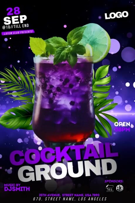 Black Futuristic Cocktail Ground Poster Template | PosterMyWall