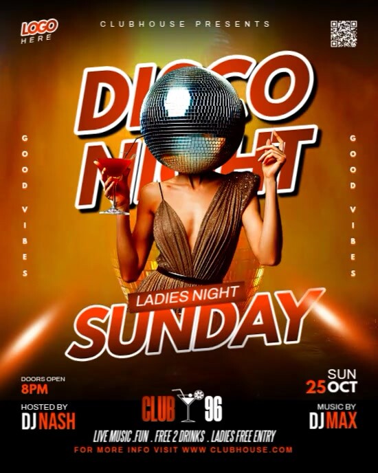 Copy of Black Futuristic Disco Night Party Ads Flyer Instagram Portrait ...