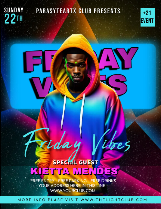Black Futuristic Friday Vibes Flyer (us Lett Template | PosterMyWall