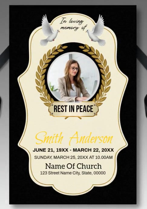 Copy of Black Futuristic Funeral Program Template A4 | PosterMyWall