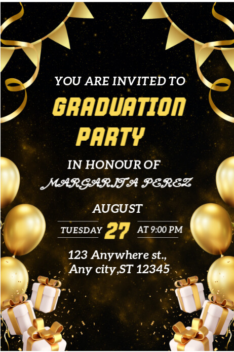 Black Futuristic Graduation Party Invitation Poster Templat | PosterMyWall