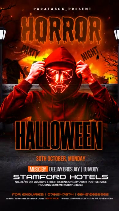 Black Futuristic Halloween Club Party Night Digital Display (9:16 ...