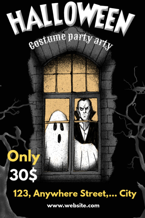 Black Futuristic Happy Halloween Poster Template | PosterMyWall