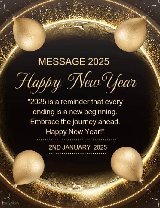 Black Futuristic Happy New Year Message 2025 Flyer (us Letter) Template ...