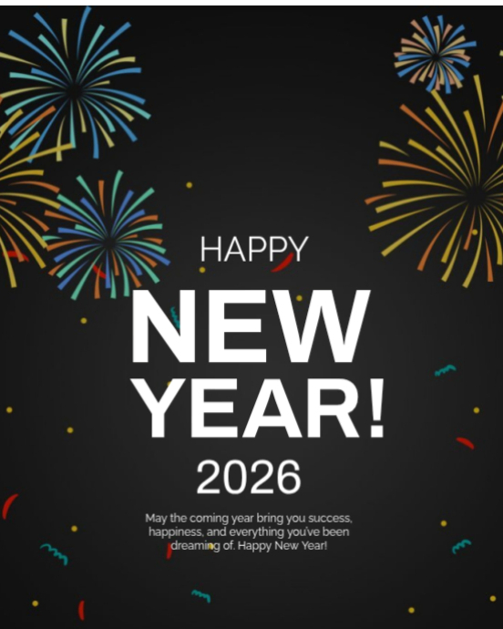 Black Futuristic Happy New Year Poster Instagram Portrait Template ...