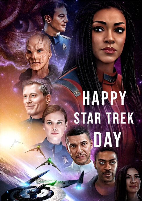 Black Futuristic Happy Star Trek Day A4 Templat | PosterMyWall