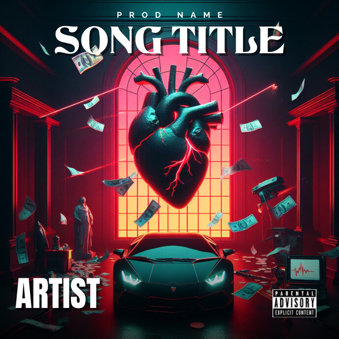Plantilla de Black Futuristic Heart Album Cover | PosterMyWall