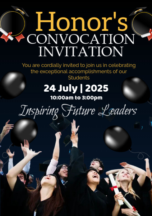 Black Futuristic Honor's Convocation Invitation A2 Template | PosterMyWall