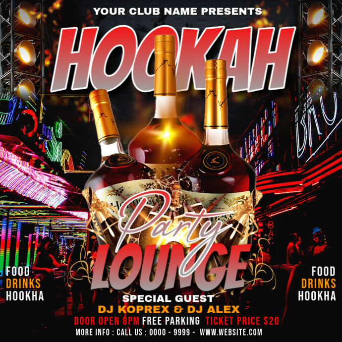 Black Futuristic Hookah Lounge Instagram Post Template | PosterMyWall