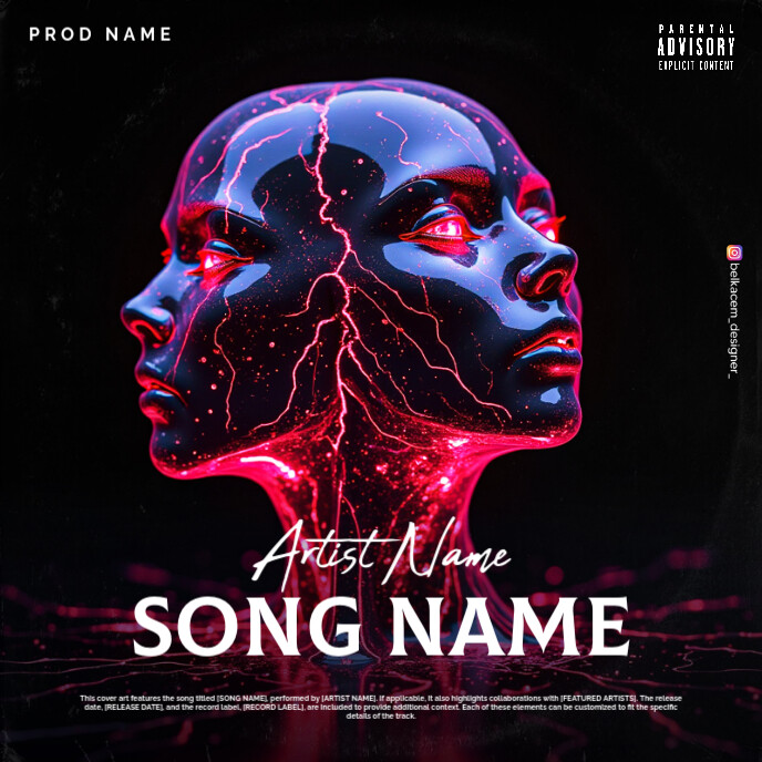 Black Futuristic Human Album Cover Template | PosterMyWall