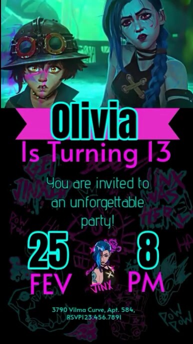 Black Futuristic Jinx Arcane Invitation Animated Instagram Reel ...