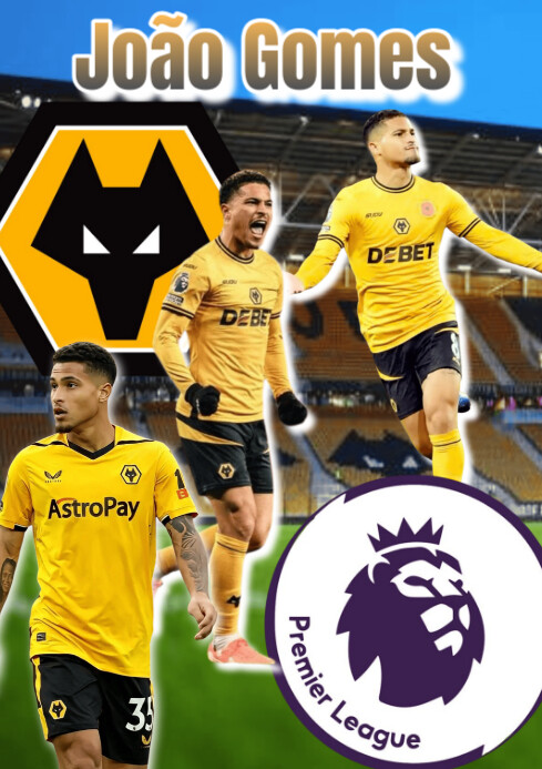 Copy of Black Futuristic Joao Gomez Wolverhampton Football Player A4 ...