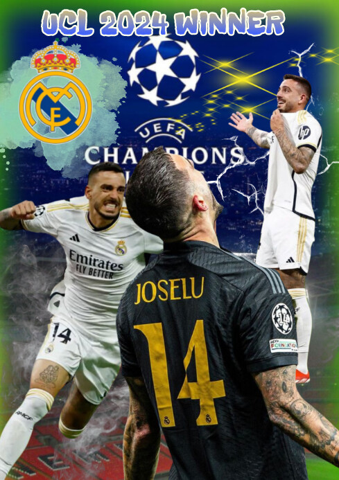 Black Futuristic Joselu Real Madrid Winner Ue Templat | PosterMyWall