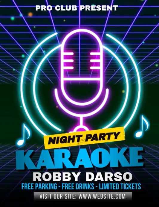 Black Futuristic Karaoke Neon Flyer (us Lett Template | PosterMyWall