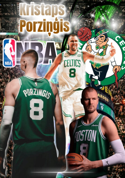 Black Futuristic Kristaps Porzingis Boston Celtics Nba Basketball Sport ...