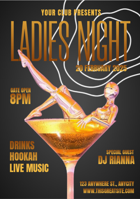 Copy of Black Futuristic Ladies Night Party A4 | PosterMyWall