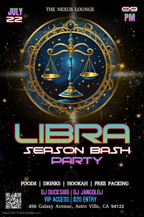Black Futuristic Leo Zodiac Party Flyer Poster Template | PosterMyWall