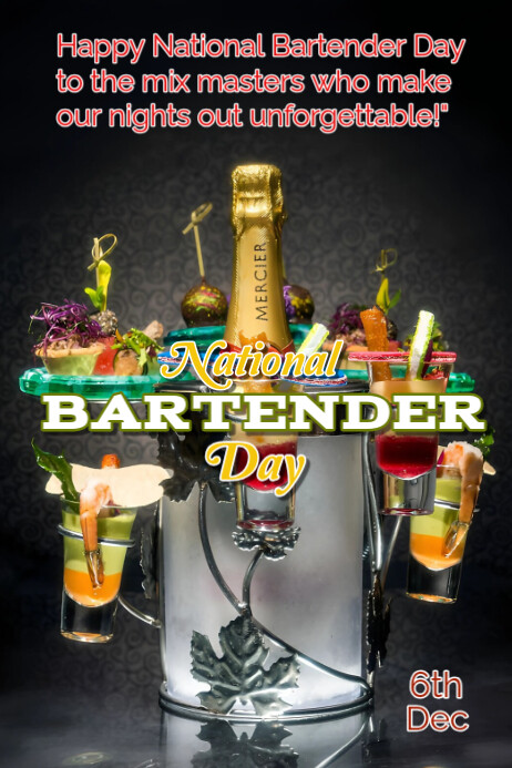 Black Futuristic National Bartender Day Poster Template | PosterMyWall