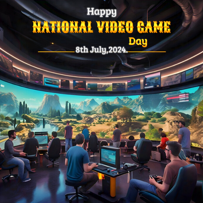 Black Futuristic National Video Game Day Ins Template | PosterMyWall