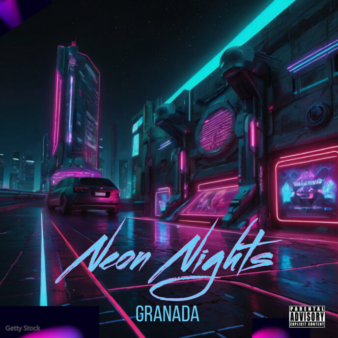 Black Futuristic Neon Album Cover Template | PosterMyWall