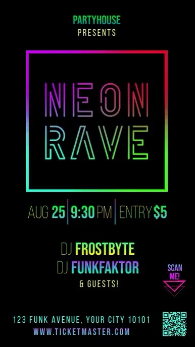 Plantilla de Black Futuristic Neon Rave Music Party Ad Ins | PosterMyWall